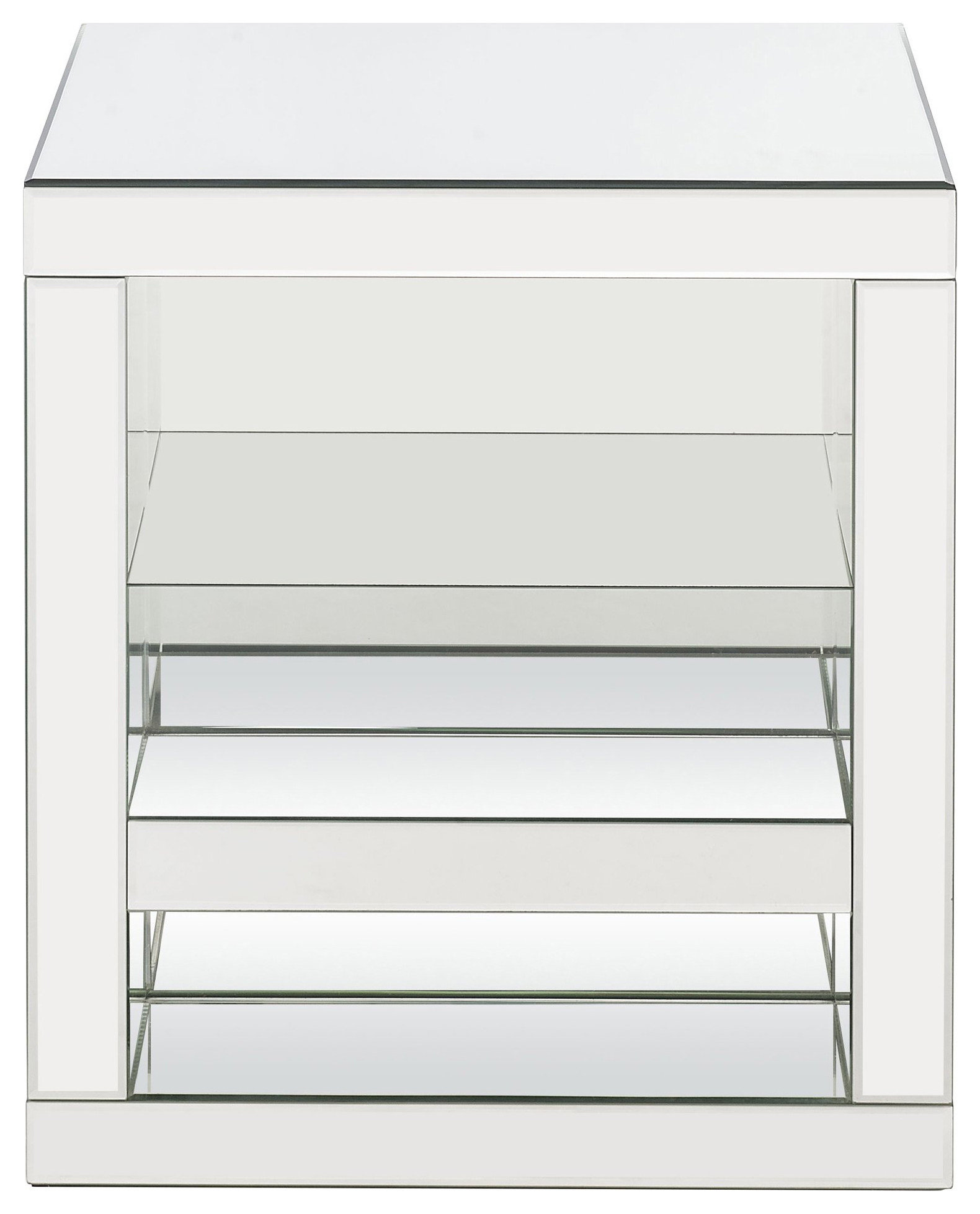 Contemporary Modern Side Table, Mirrored Design With Open Shelf ...