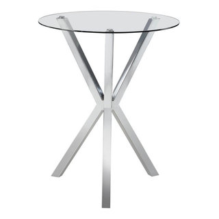 Sleek Chrome Round Bar Table with Clear Glass Top for Elegant ...