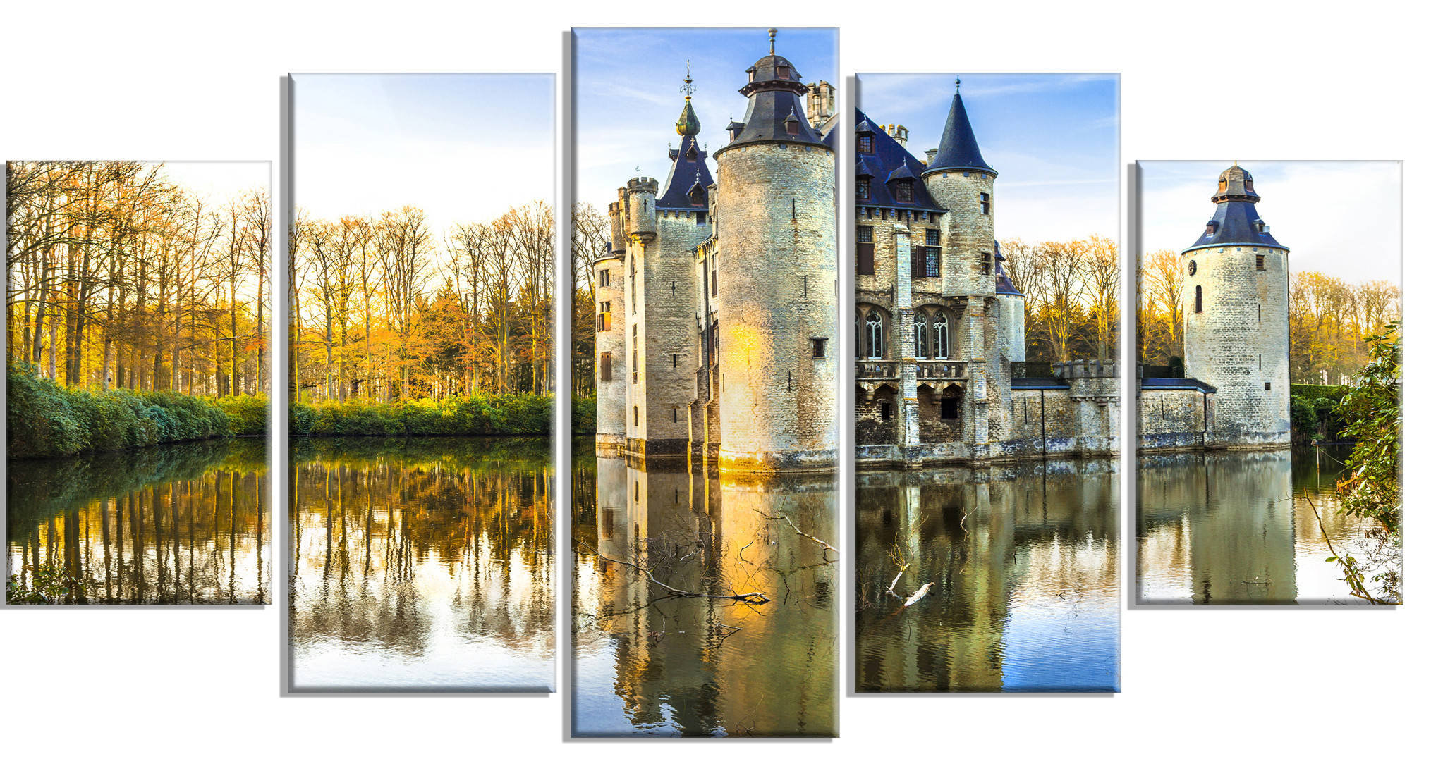 Fairytale Medieval Castles, Multipanel Landscape Canvas Art Print, 60 ...