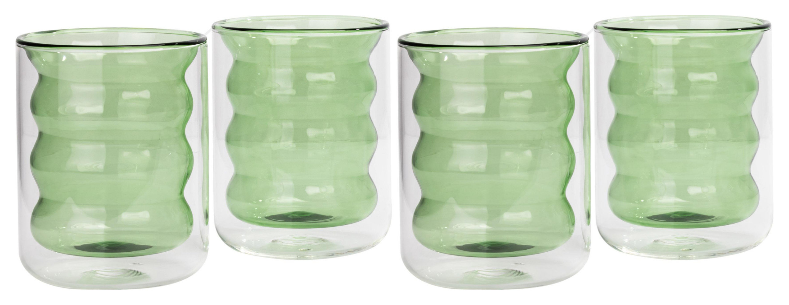 Waves Green Water Glass, Set of 4 - Contemporary - Everyday Glasses ...