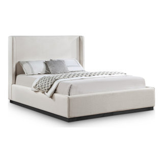 Flynn Linen Textured Fabric Full Bed, King - Transitional - Platform ...