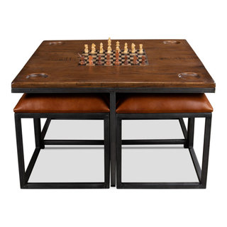 Low Game Table With Four Stools - Rustic - Game Tables - by Sideboards ...