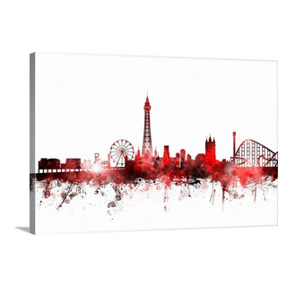 "Blackpool England Skyline" Wrapped Canvas Art Print, 48"x32 ...