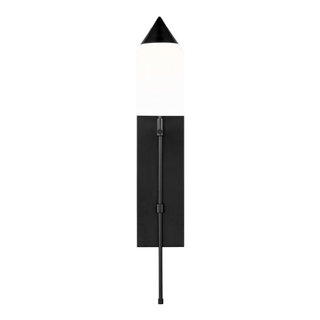Franklin Wall Sconce, 1-Light, Deep Bronze, White Linen Shade, 25.63 ...