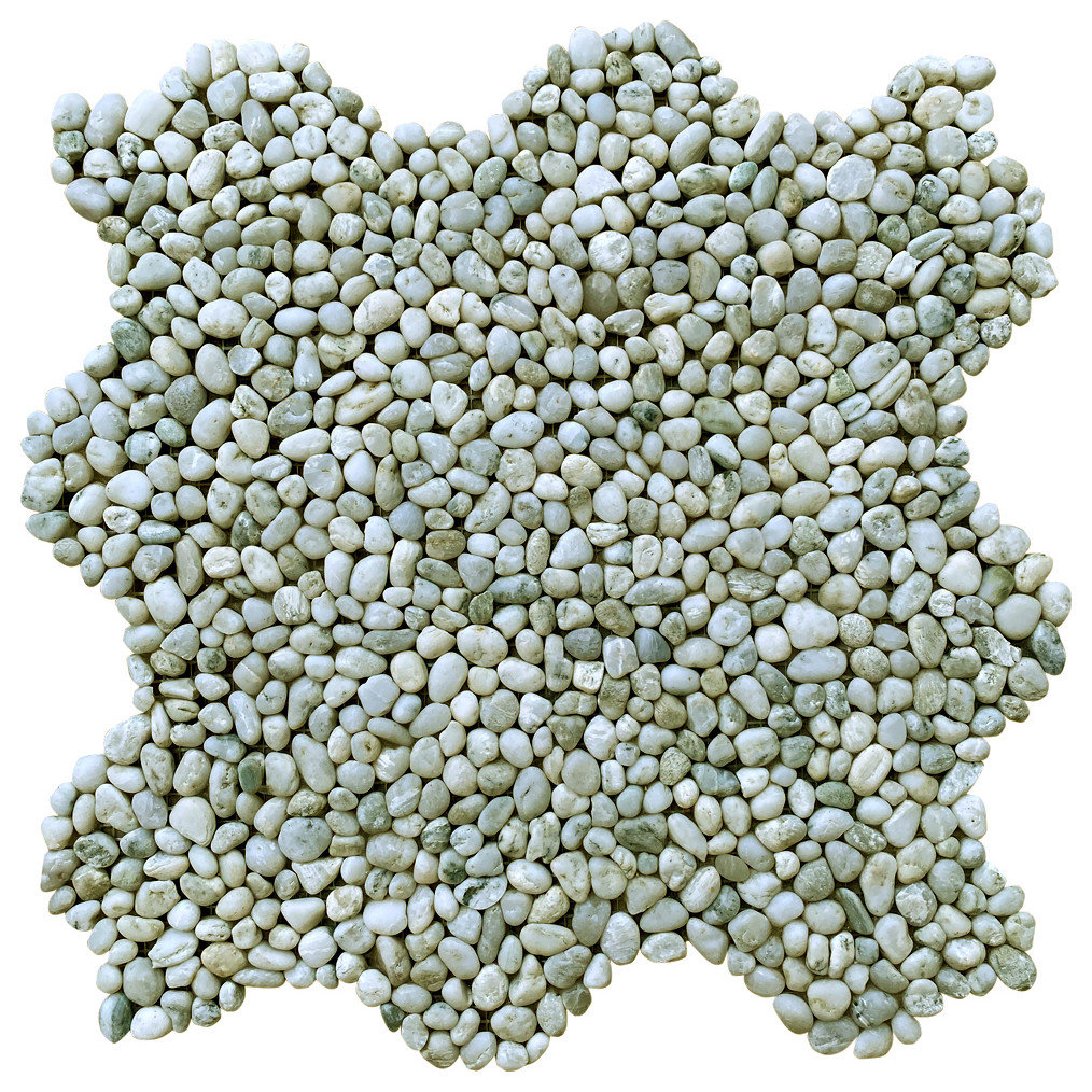 Glacier White Marble Mini Pebble Tile 12x12 - Perfect for Spas ...