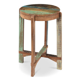 Bengal Reclaimed wood stool - Counter - Farmhouse - Bar Stools And ...