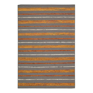 Nourison Spectrum Spe05 Striped Rug, Grey / Flame, 5'3" x 7'5 ...