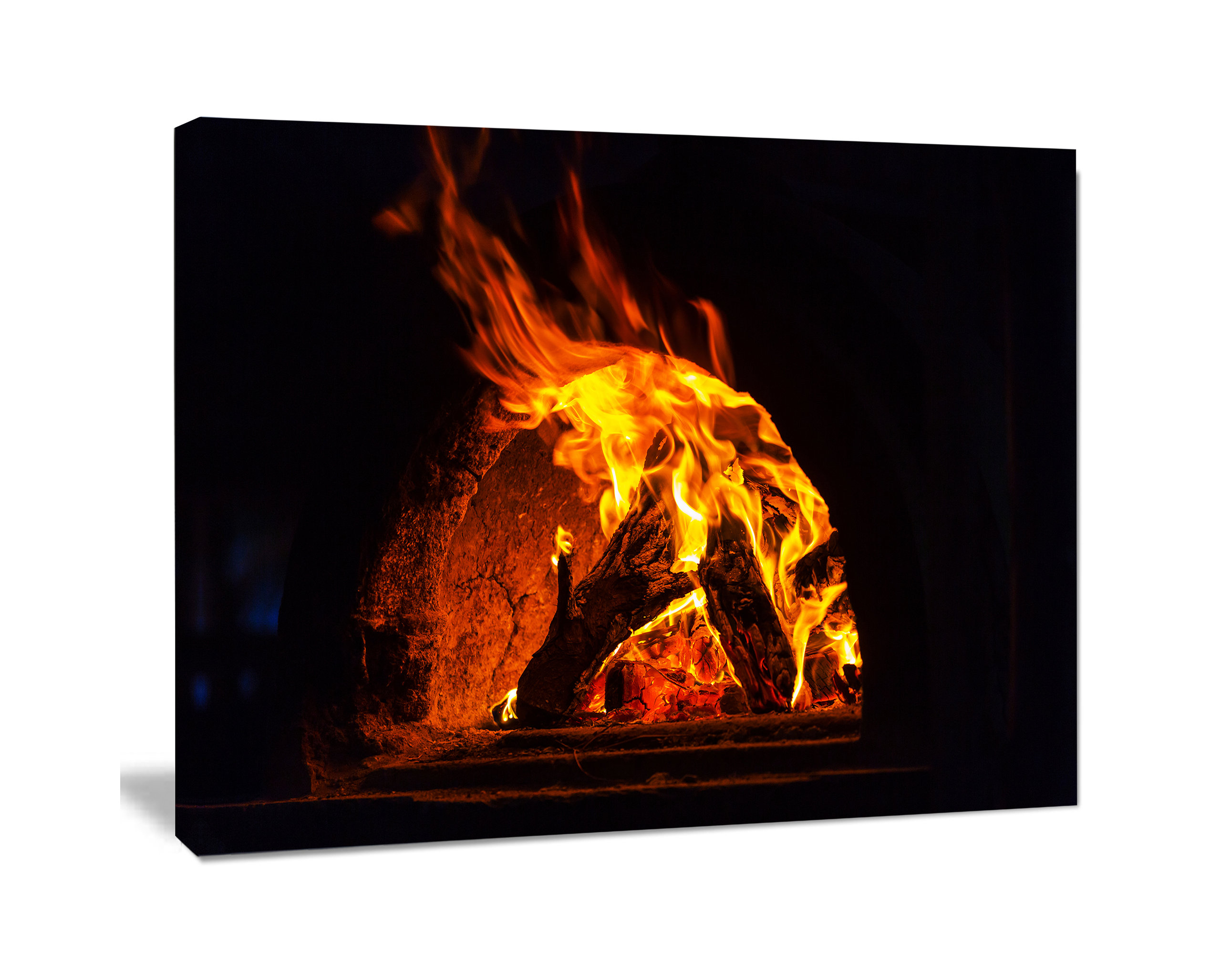 Wood Stove with Fire and Blaze, Abstract Wall Art Canvas, 20"x12"x1 ...