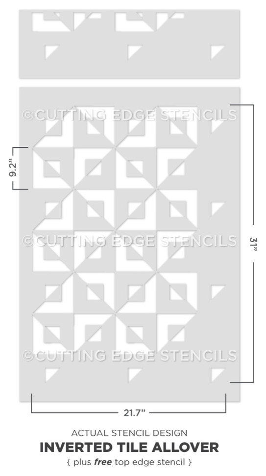 Inverted Tile Allover Stencil - Geometric Tile Stencil - DIY Faux ...