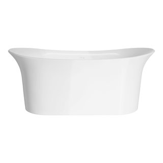 Cascade 66" Double Slipper Soaking Freestanding Bathtub, Glossy White ...