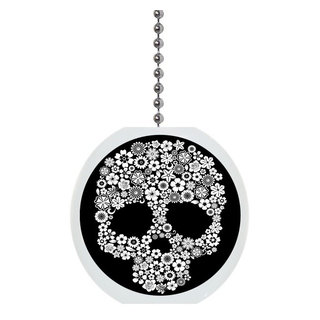 White Flowers Skull Ceiling Fan Pull - Contemporary - Ceiling Fan ...