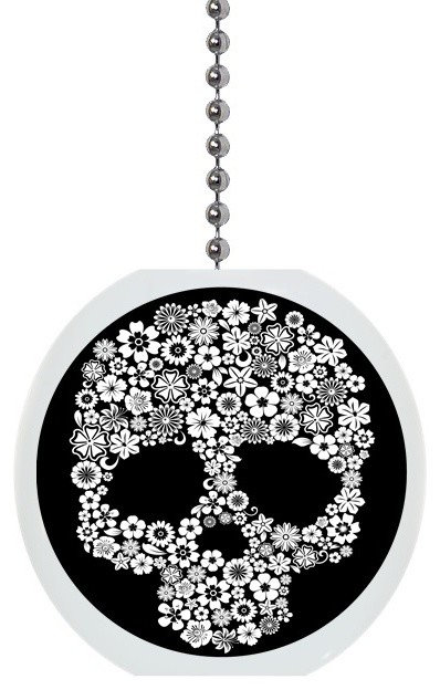 White Flowers Skull Ceiling Fan Pull - Contemporary - Ceiling Fan ...