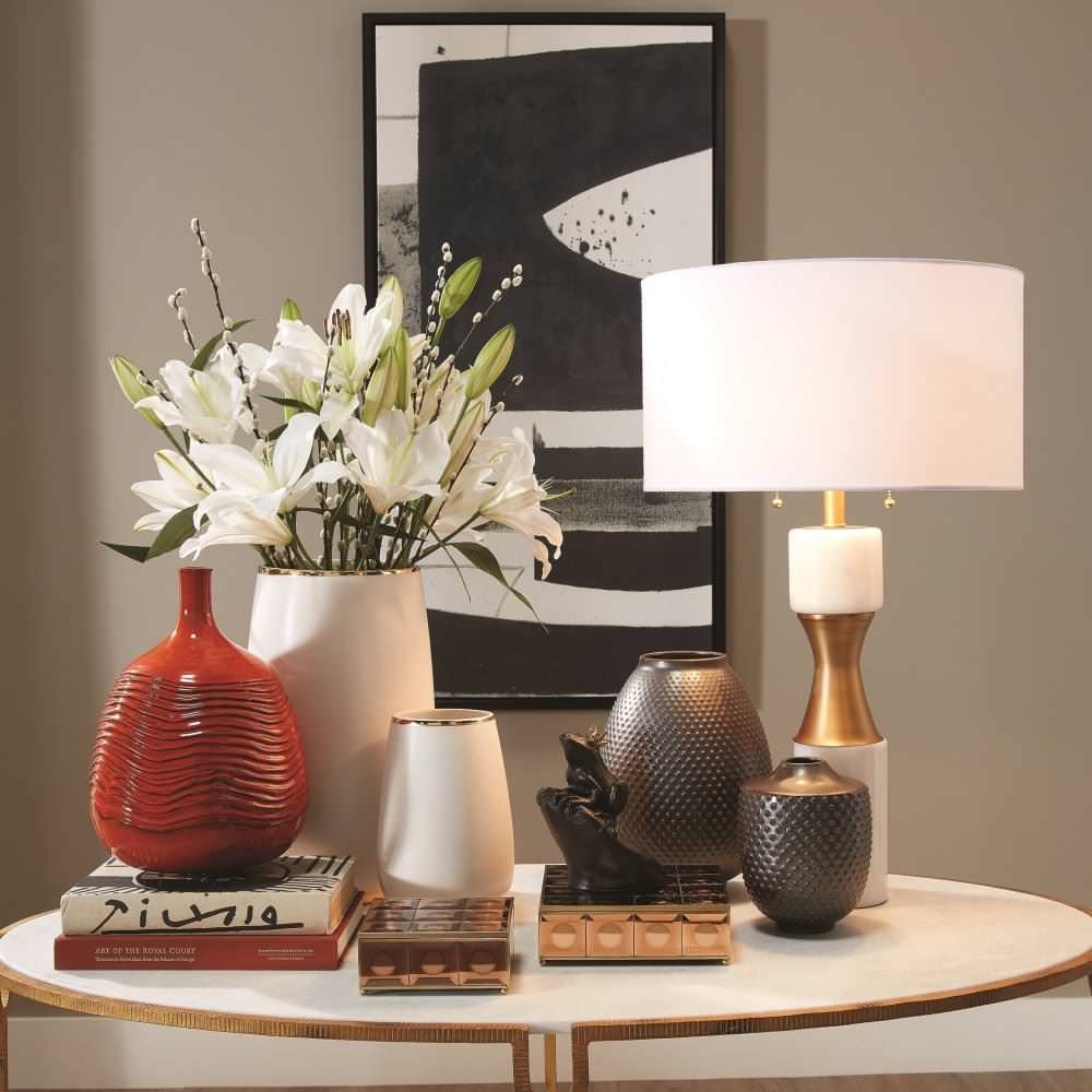 Gold Rim Bulb Small White Vase - Contemporary - Vases - by Lighting ...