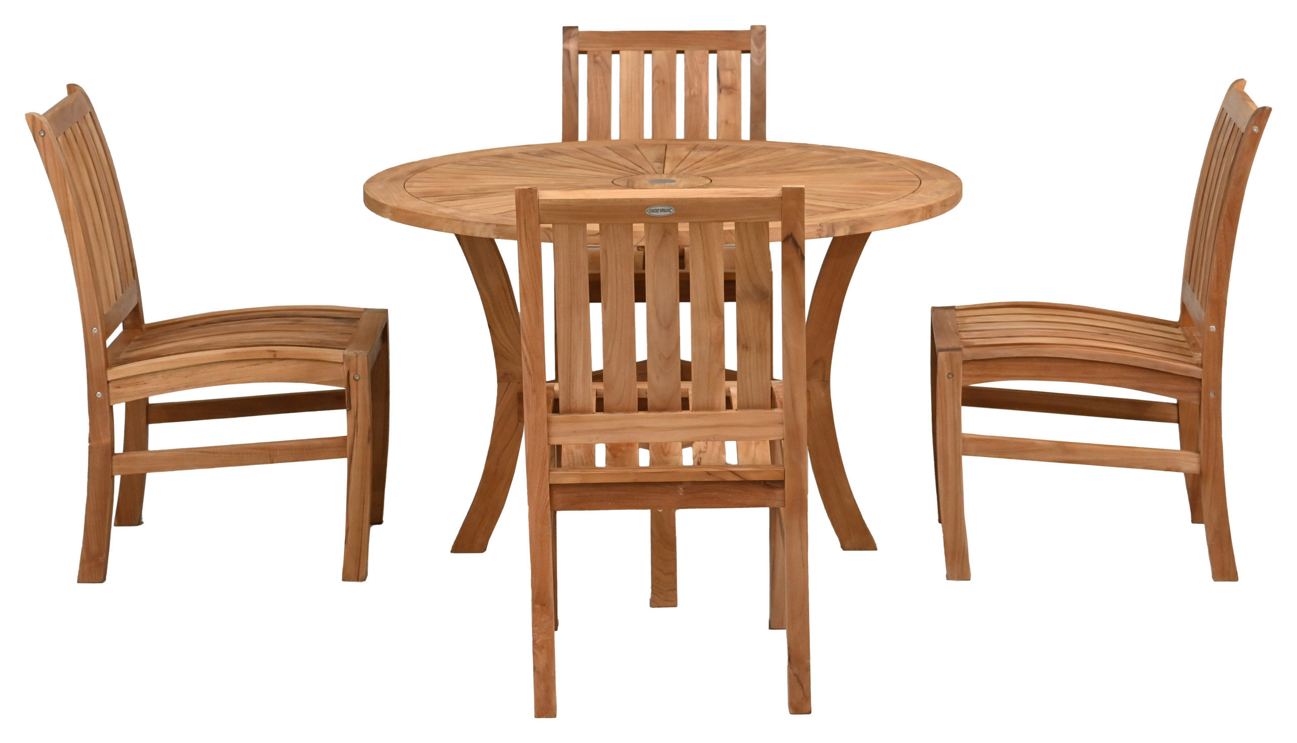 5 Piece Teak Wood Patio Dining Set w/ 47" Round Sun Table & 4 Abaco ...