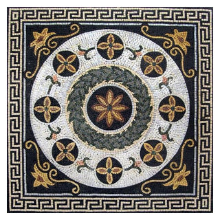 Greco-Roman Floral Panel, Apollo Gray, 35" x 35" - Mediterranean - Tile ...
