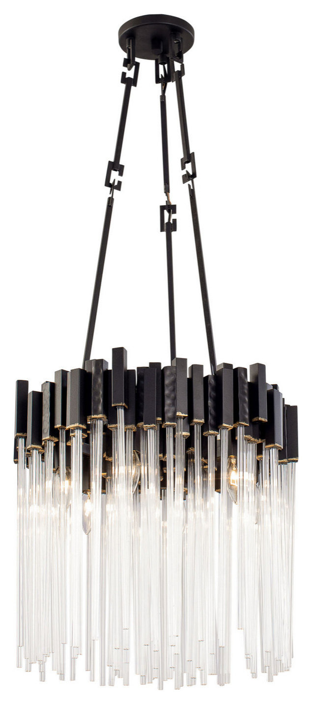 Matrix 6-Light Pendant, Matte Black/French Gold - Contemporary ...