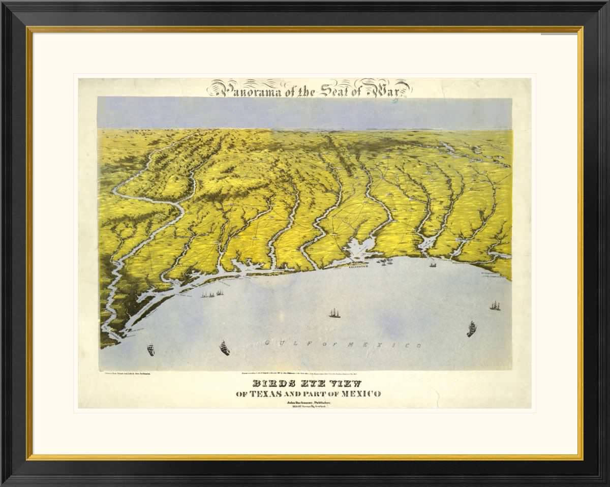 "Texas and Part of Mexico, 1861" Framed Digital Print by John Bachmann ...