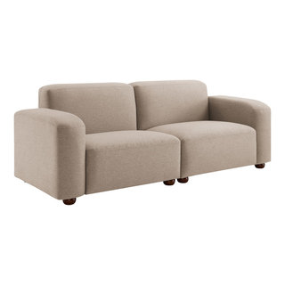 CentaurNoah 83.5" Wide 3 Seater Sofa, Boucle/Linen Upholstery ...