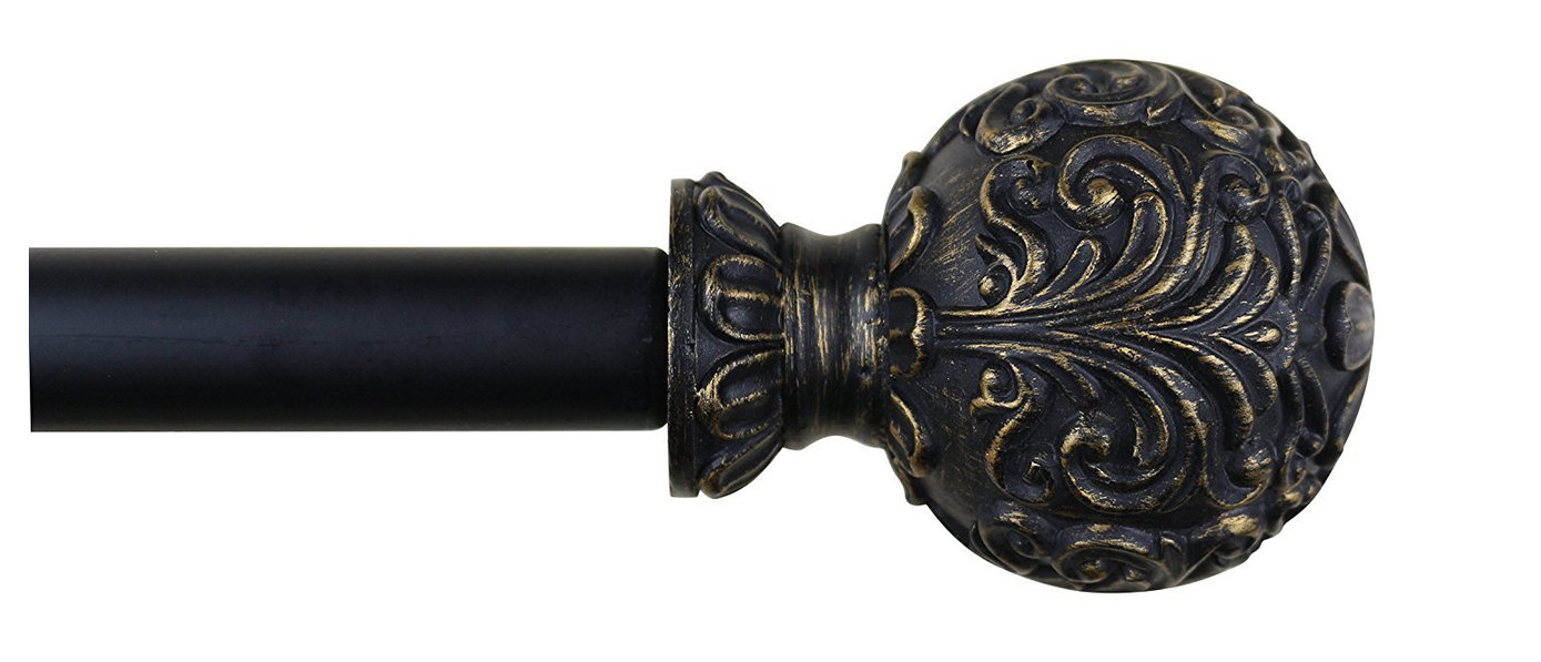 1" Scroll Ball Adjustable Curtain Rod, 48"-84" - Traditional - Curtain ...