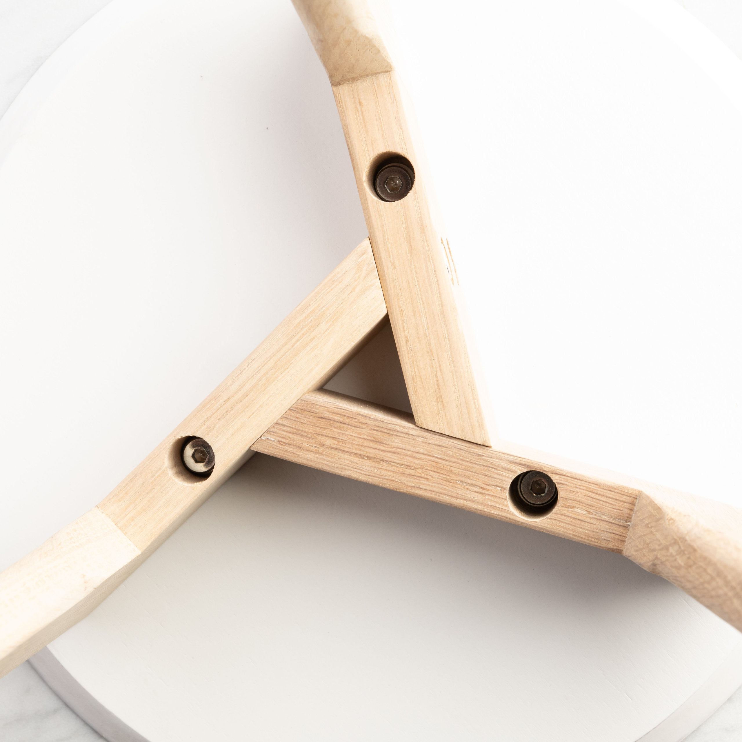 Cherie 15" Round Italian Carrara White Marble Side Table with Oak Legs ...