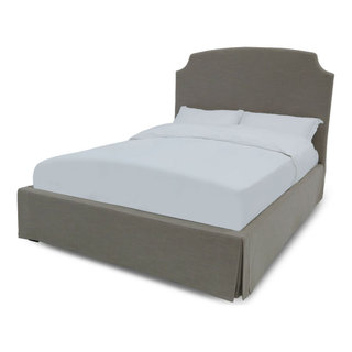 Modus Laurel Cal King Upholsterd Skirted Storage Panel Bed in Wheat ...