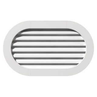 Horizontal Round Ended PVC Gable Vent With 1"x4" Flat Trim Frame, 25 ...