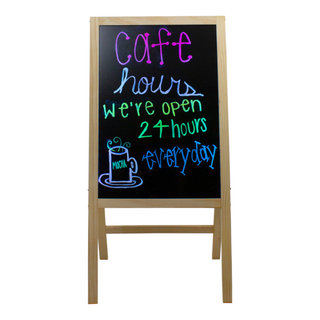 40.5" LED Illuminated Message Writing Board on Wooden Easel ...