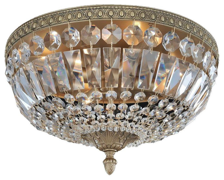 Crystal Flush Mount Light, Antique Gold - Traditional - Flush-mount ...