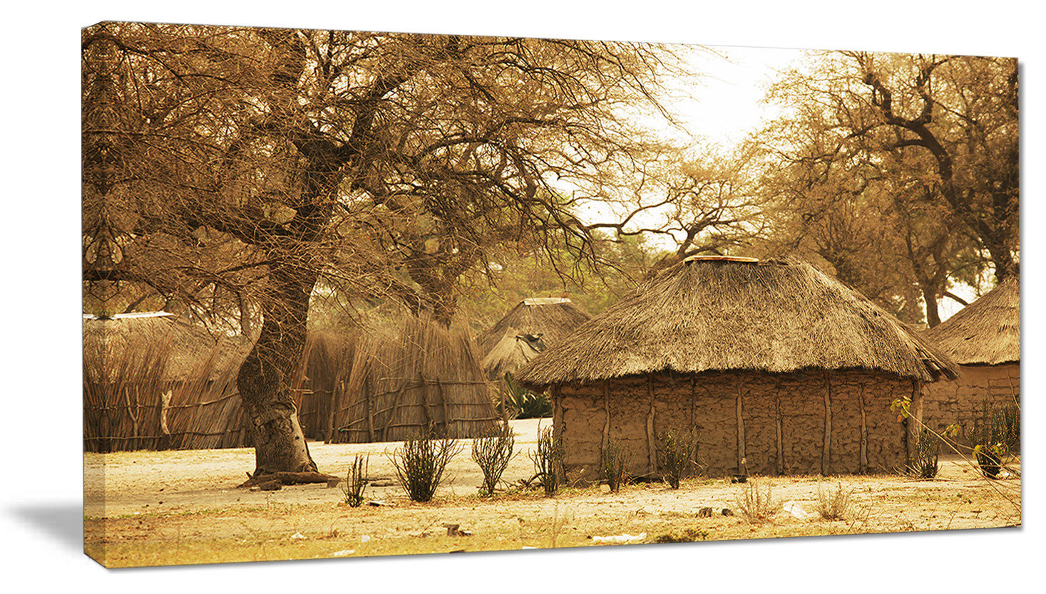Designart - Beautiful Rural African Huts - Oversized Landscape Canvas ...