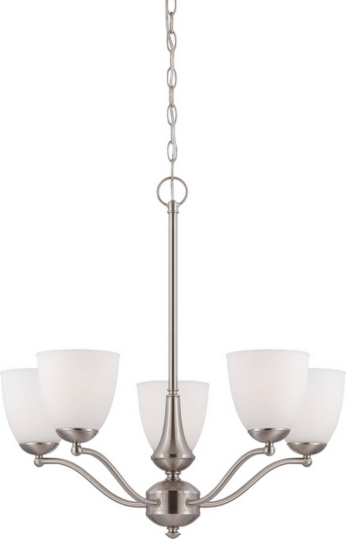 Patton 5 Light LED Brushed Nickel And Frosted Glass Chandelier ...