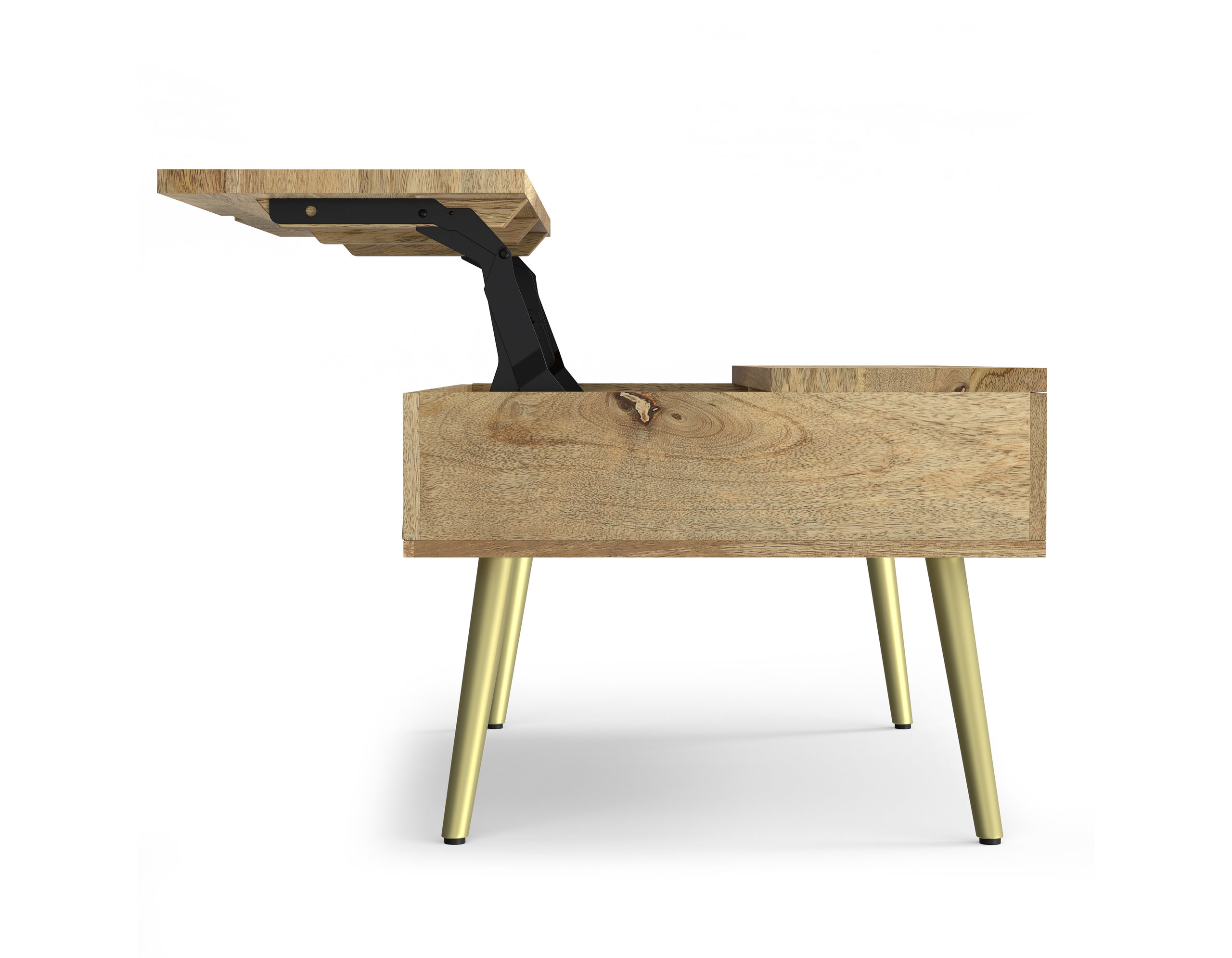 Jager Solid Mango Wood Lift Top Coffee Table - Midcentury - Coffee ...