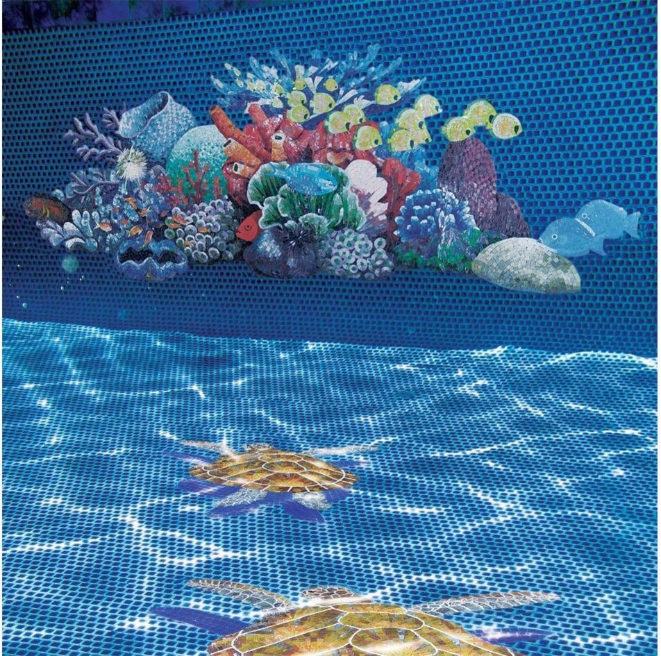 Octopus Glass Swimming Pool Mosaic, 36"x27" - Beach Style - Accent Trim ...