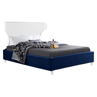 Ghost Velvet Upholstered Bed, King - Contemporary - Platform Beds - by ...