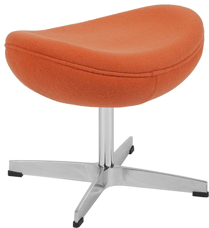 Orange Wool Fabric Ottoman, 21"Wx15.75"Dx16.25"H - Contemporary ...
