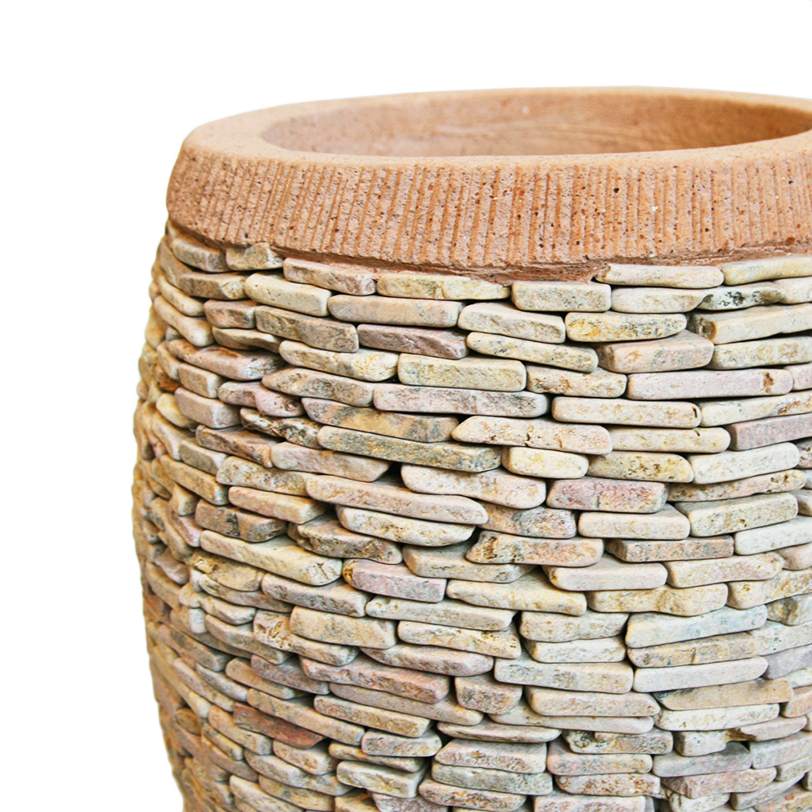 Peach Pebble Stacked Round Planter - Rustic - Outdoor Pots And Planters ...