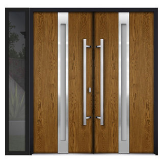 Exterior Prehung Double Doors Deux 1744 Natural Oak Frosted Glass 1 ...
