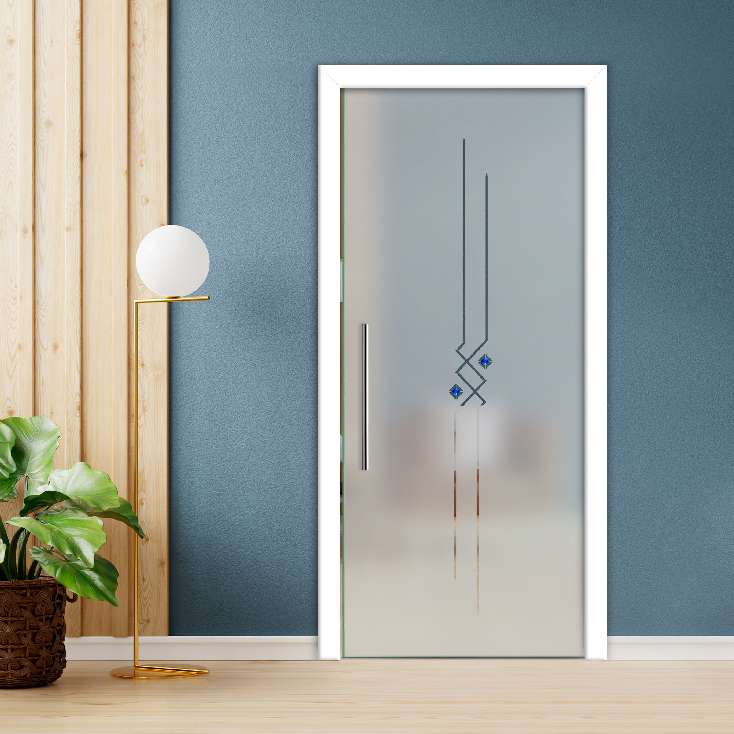 Pocket Glass Door with Modern Frosted Design, 26"x80" Inches ...