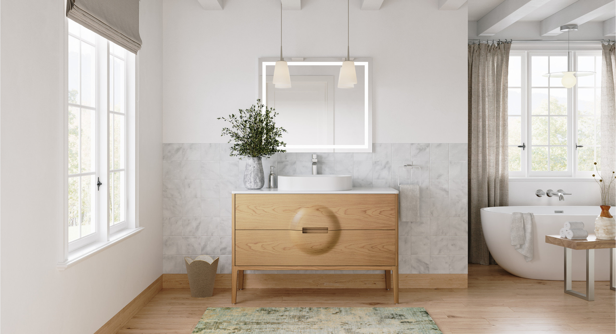 Colmar Bath Vanity, 48" - Midcentury - Bathroom Vanities And Sink ...
