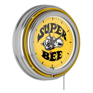 Dodge Chrome Double Rung Neon Clock, Super Bee - Contemporary - Wall ...