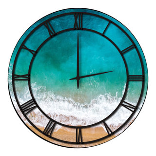 Wall Clock, Beach Waves, 24"x24" - Beach Style - Wall Clocks - by WGI ...