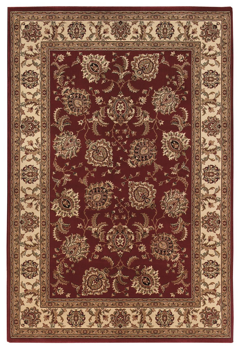 Aiden Traditional Vintage Inspired Red/Ivory Rug, 2'3"x7'9 ...