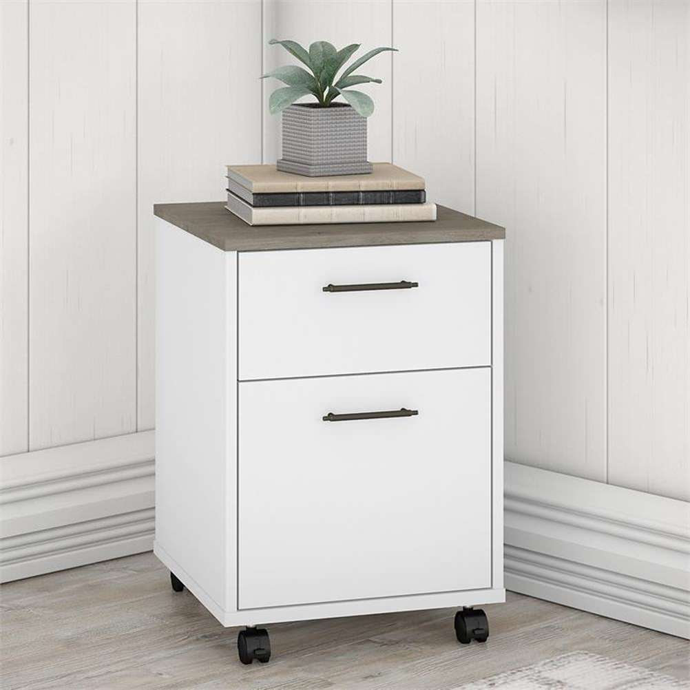 Pemberly Row 2 Drawer Mobile File Cabinet in White and Gray ...