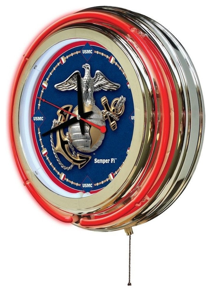 U.S. Marines Neon Clock - Beach Style - Wall Clocks - by Holland Bar ...