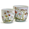 Two's Company Butterfly Garden Set of 2 Cachepot / Planter w/ Drainage ...