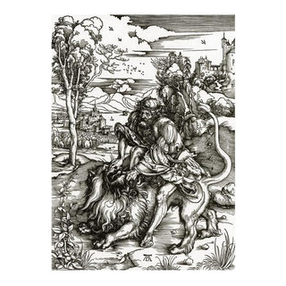 "Samson Killing The Lion" Digital Paper Print by Albrecht Durer, 18"x24 ...