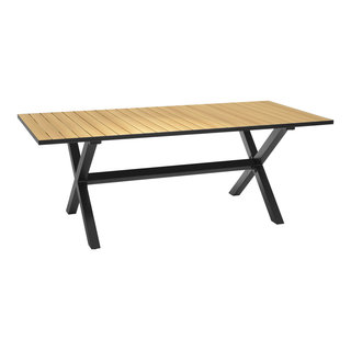 Paseo Outdoor Black Aluminum Rectangular Dining Table - Transitional ...