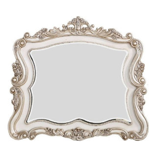 Benzara BM275074 Wood Mirror, Scalloped, Scroll Ornate Trim, Antique ...