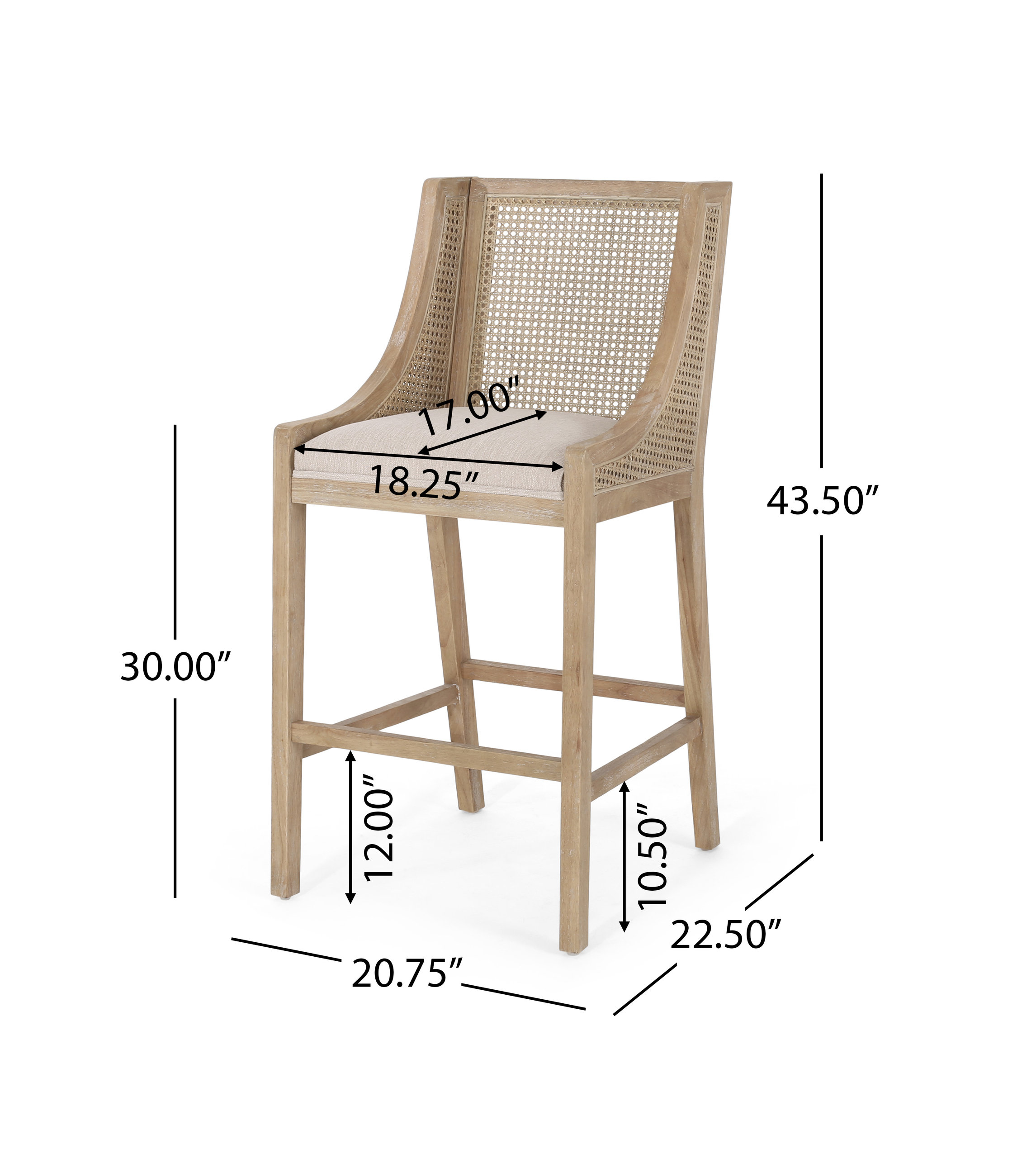 Oneida Rustic Fabric Upholstered Wood and Cane 30 inch Barstools, Set ...