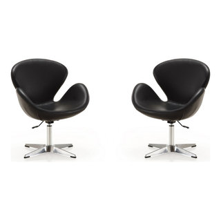 Manhattan Comfort Raspberry Fabric Accent Chair in Orange (Set of 2 ...