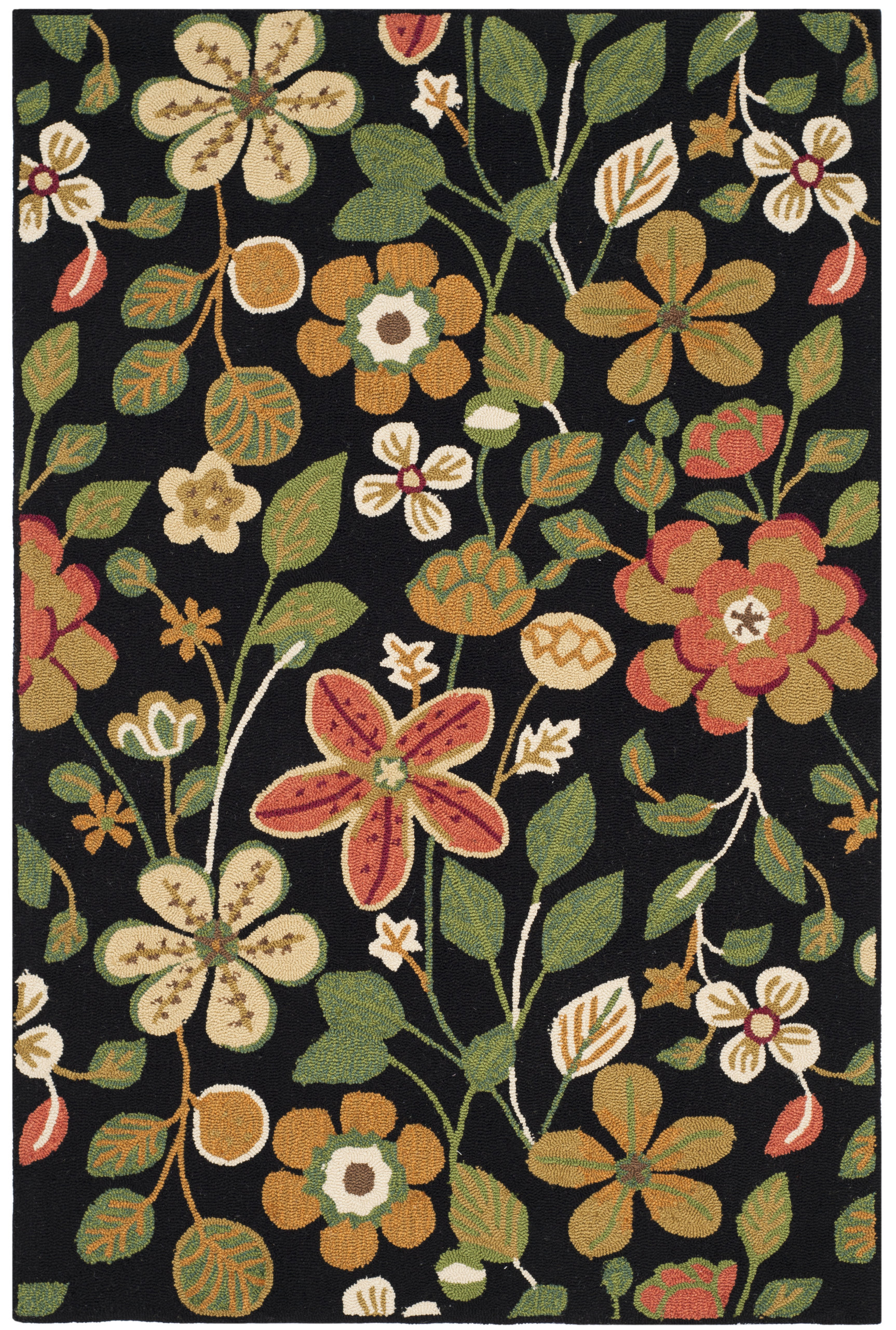 Safavieh Four Seasons Frs427D Floral Outdoor Rug, Black/Multi, 8'0" x ...